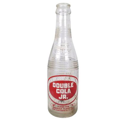Vintage Double Cola Jr Glass ACL Soda Bottle Gastonia NC 7.5oz Seminole ...