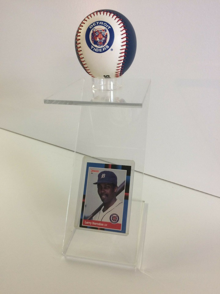 Baseball Stand With Plastic Ring Holder and Baseball Card Holder | eBay