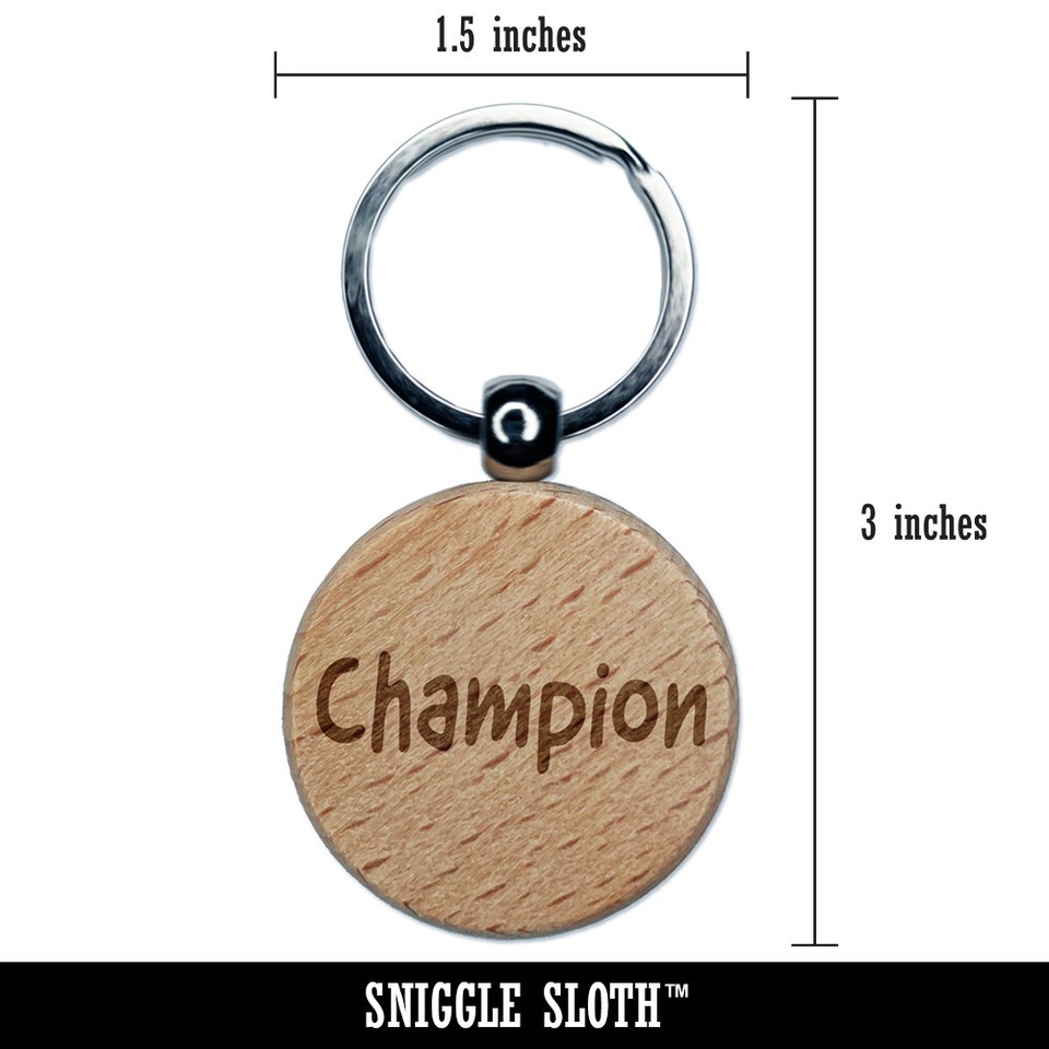 Champion Fun Text Teacher Engraved Wood Round Keychain Tag Charm | eBay