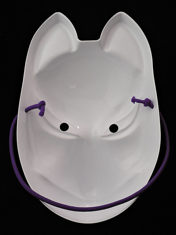 NEW Japanese White Fox God Mask PVC Blue Pattern For Kid 22.5x14.5cm F ...