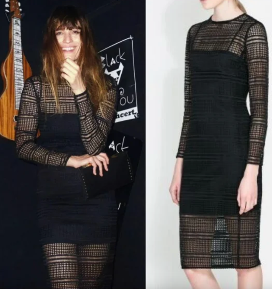 ZARA WOMEN Dress Sheer Lattice Crochet Lace Sleeved Midi Black LBD Sexy ...