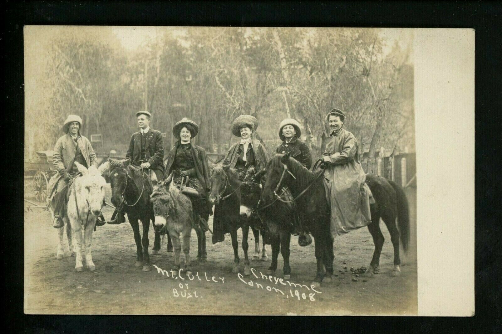 Cheyenne Canon Colorado Springs CO real photo postcard RPPC Tourists Mt ...