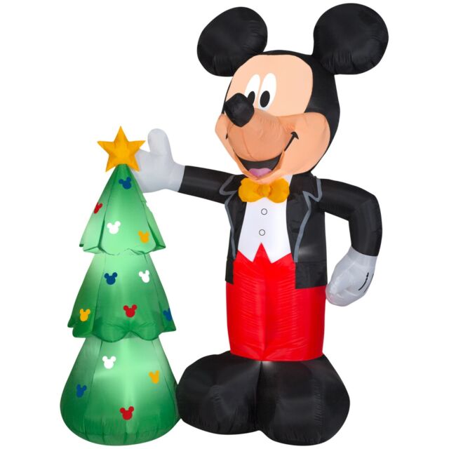 7 5ft Disney Lighted Mickey Mouse And Christmas Tree Airblown Inflatable