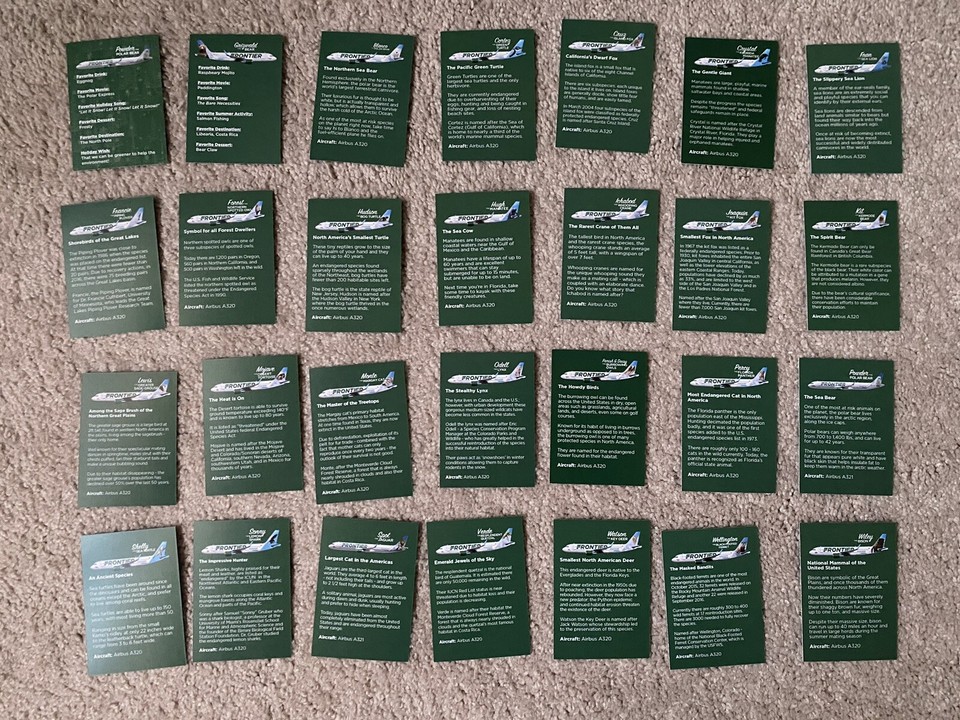 Frontier Airlines Trading Cards - 35 Card Lot Frontier 30th Anniversary ...