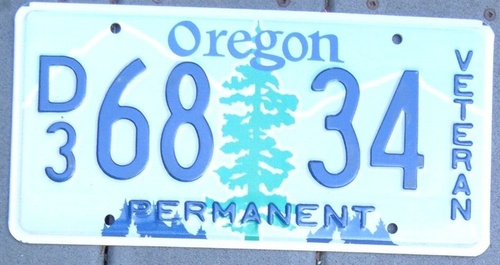 OREGON VETERAN UNUSED license plate D3 68 34 | eBay