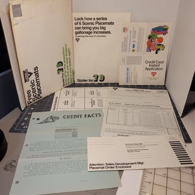 A6 VTG Gas Oil Advertising Lot Conoco/Scenic Placemat Promo/Credit Card ...