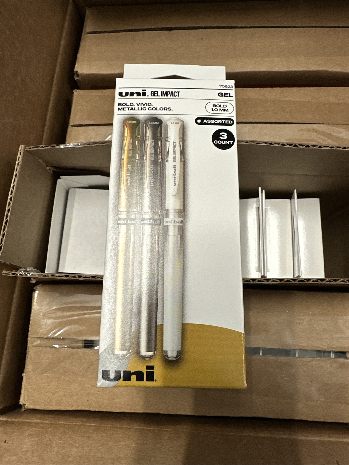 CASE OF 7 uni Gel Impact Metallic Stick Pens, 1.0 mm, Assorted Colors ...