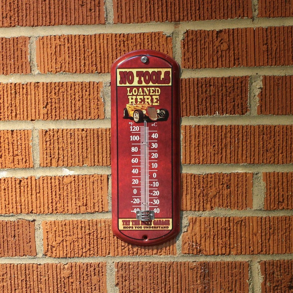 Retro Hotrod Metal Wall Mount Thermometer | eBay