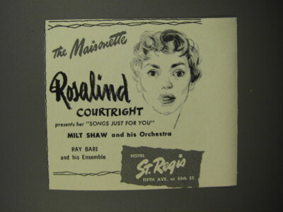 1953 Hotel St. Regis Advertisement - The Maisonette Rosalind Courtright ...