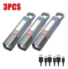 Portable LED Flashlight USB Rechargeable With Hook Zoomable Torch | eBay