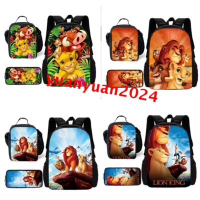Boys Girls The Lion King Simba Backpack Insulated Lunch Bag pencil Case ...