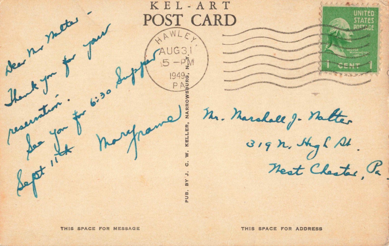 Fairview Lake Ikenmary Cottage Tafton Pike County Pennsylvania PA 1949 ...