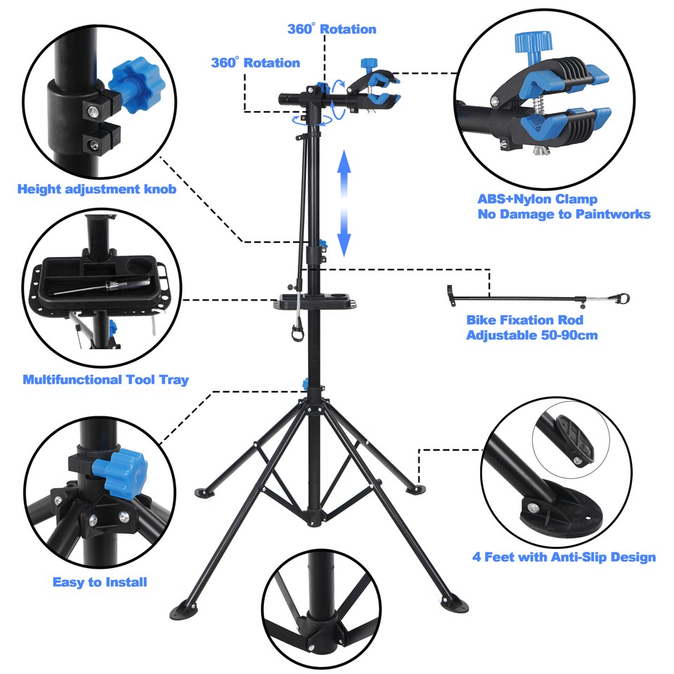 Adjustable Bike Repair Stand Folding Bicycle Maintenance Rack with Tool ...
