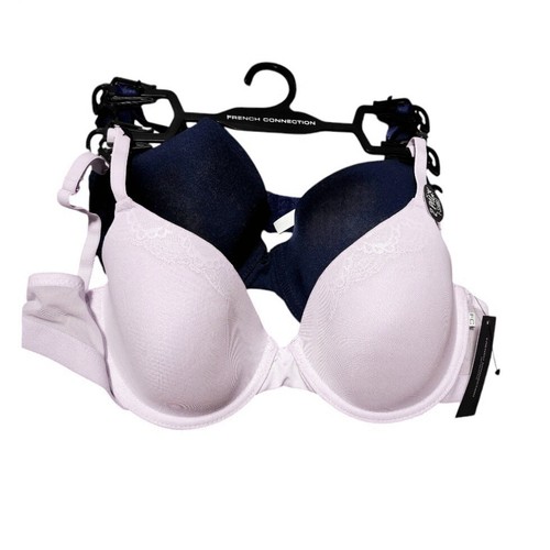 French Connection T Shirt Bra Set Of 2 Lace Trim Violet - Solid Navy ...