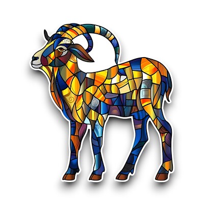 Goat Farm Animal Stained Glass Mosaic Opaque Vinyl Sticker Decal ...