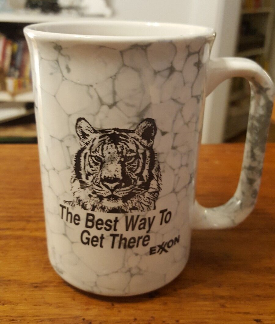 Vintage Exxon THE BEST WAY TO GET THERE Tiger Logo Mug Marbled 4.5 ...