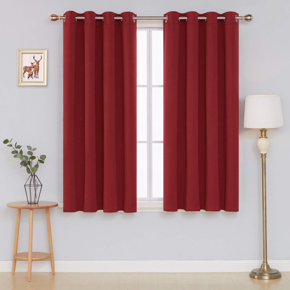 Thick Thermal Blackout Heavy Curtains Eyelet Ring Top Pair with Tie ...