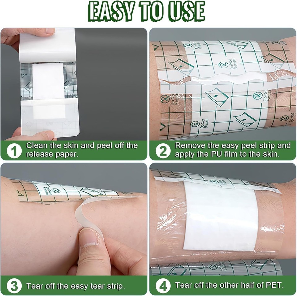 100 Pcs Water Proof Wound Dressings For Cuts & Wound size 4x4 inch ...