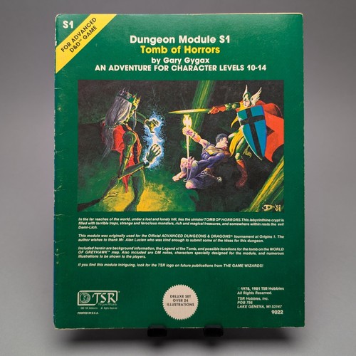 AD&D • Dungeon Module S1 • Tomb of Horrors • TSR 9022 • Gygax | eBay