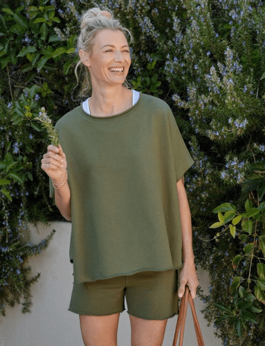 Frank & Eileen Original Capelet Tee Lab Triple Fleece in Olive One Size | eBay