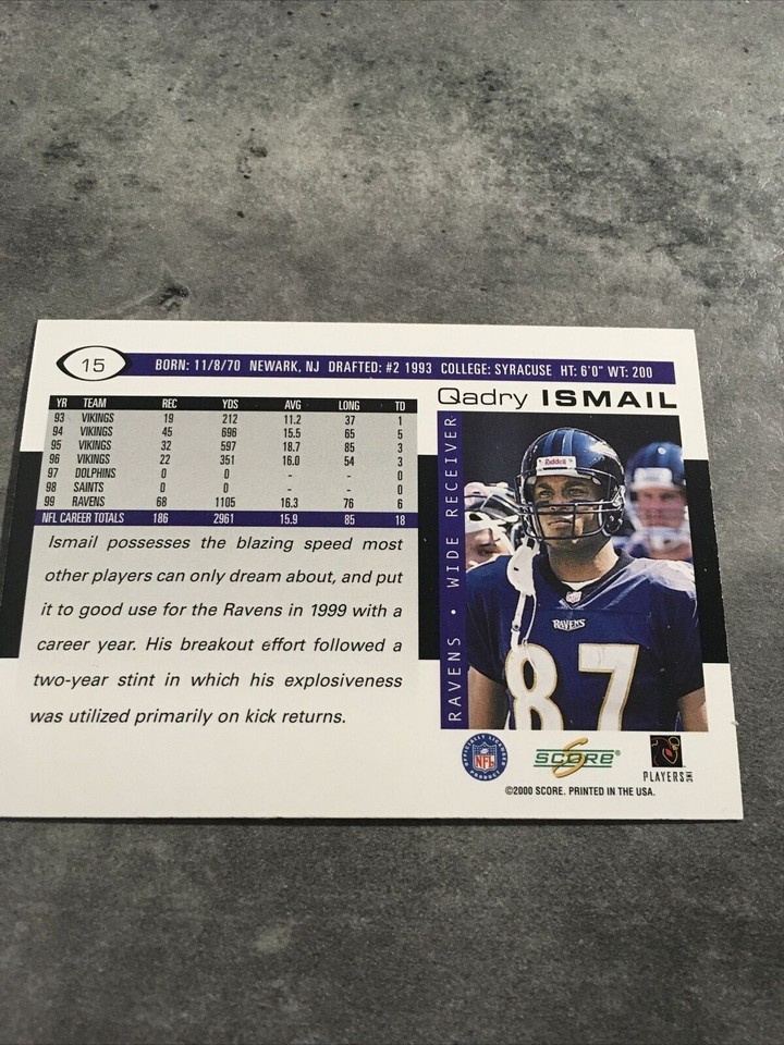 Qadry Ismail Ravens 2000 Score #15 | eBay
