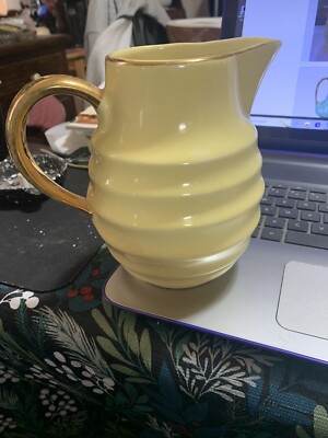 Vtg Pitcher Guaranteed Gold Plated 22K USA Ivory Very Rare Gold Handle ...