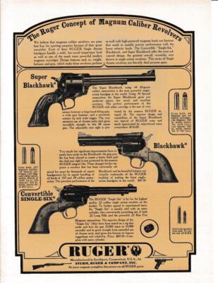 1964 Ruger Pistol Lineup Print-Ad / Super Blackhawk & Convertible ...