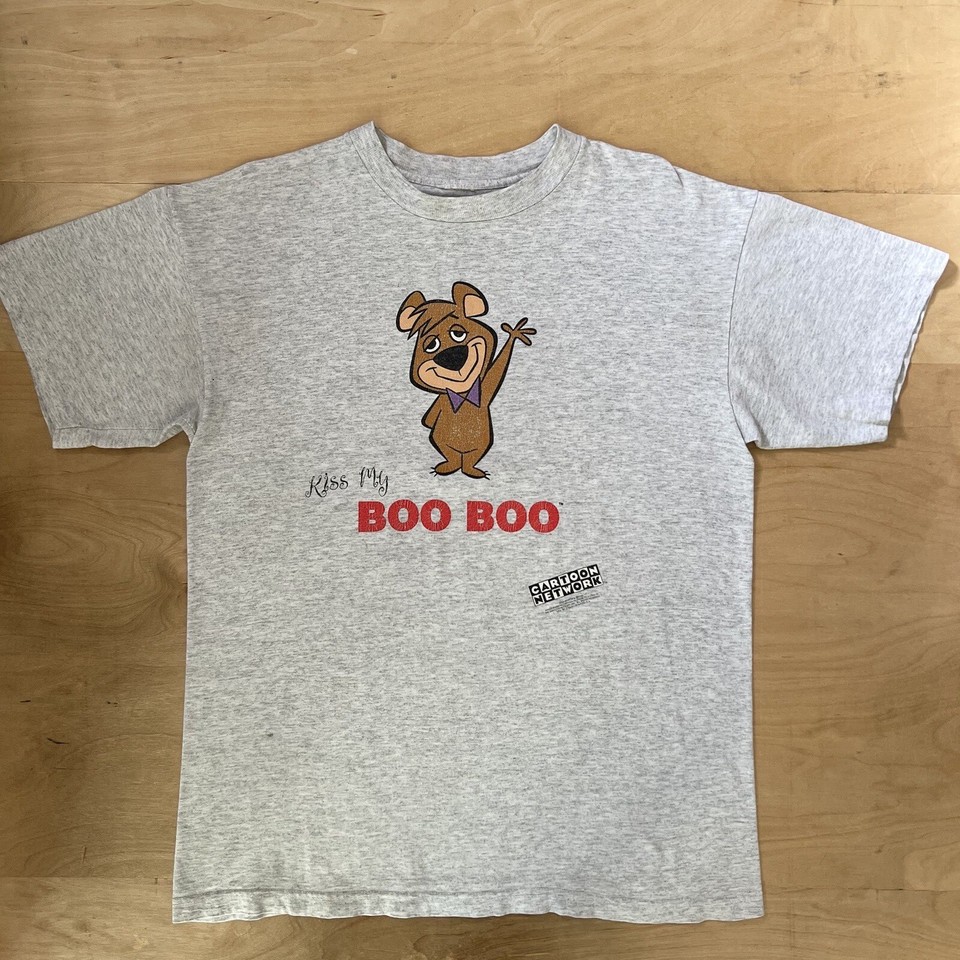 Vintage Yogi Bear Kiss My Boo Boo Shirt Large Gray 90s Stanley Desantis ...