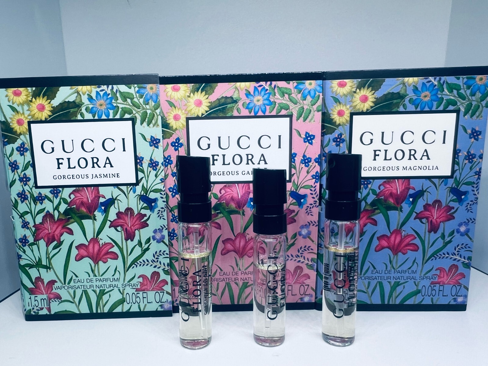 Gucci Flora Gorgeous Jasmine, Gardenia, Magnolia Sample Spray Vials 3Pc ...
