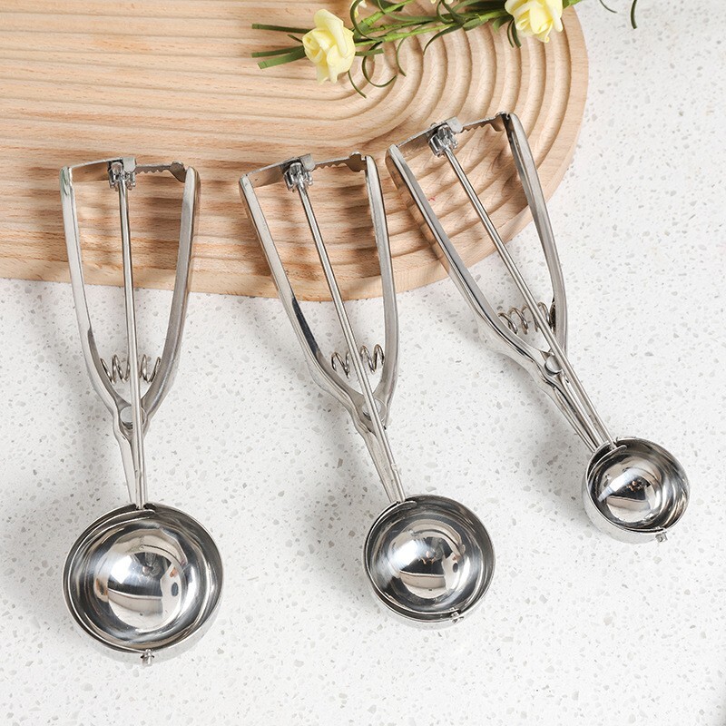 3pcs Ice Cream Scoops Fruit Balls Maker Stainless Steel Spoon Melon ...