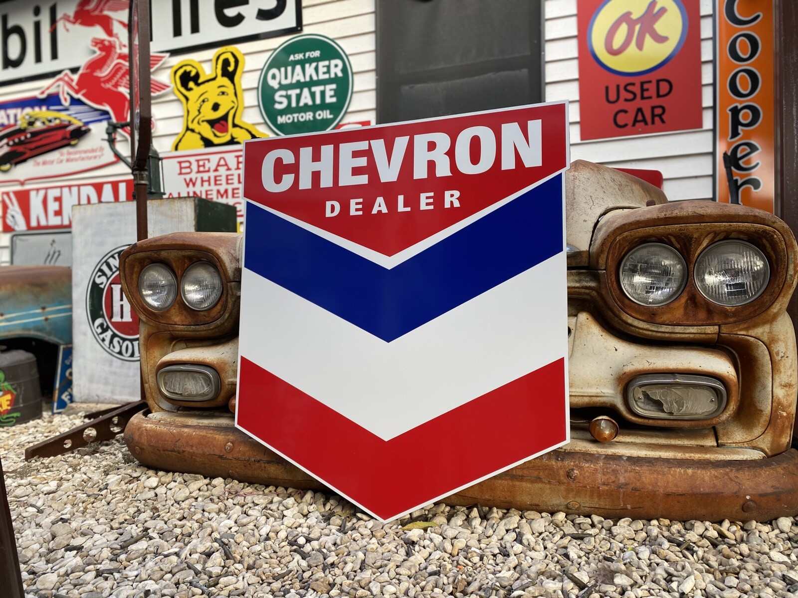 Antique Vintage Old Style Cheveron Gas Service Station Sign 40”! | eBay