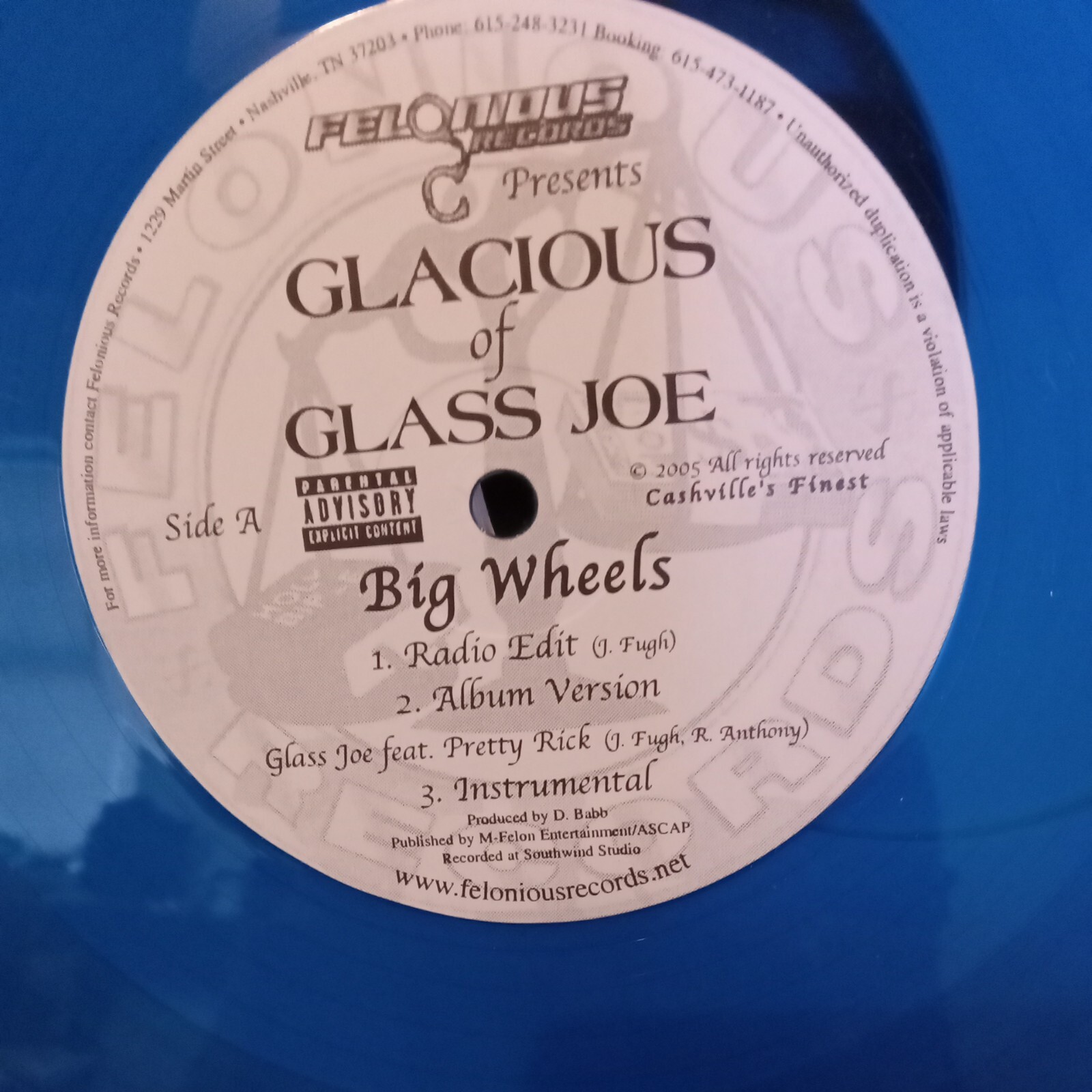 GLACIOUS of GLASS JOE Big Wheels 12" Single Vinyl Promo clear blue (331 ...