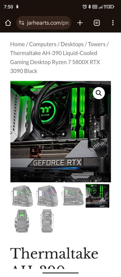 Liquid Cooled Large Gaming Pc Thermaltake Ah390 Ryzen 7 5800 rtx 3090 ...