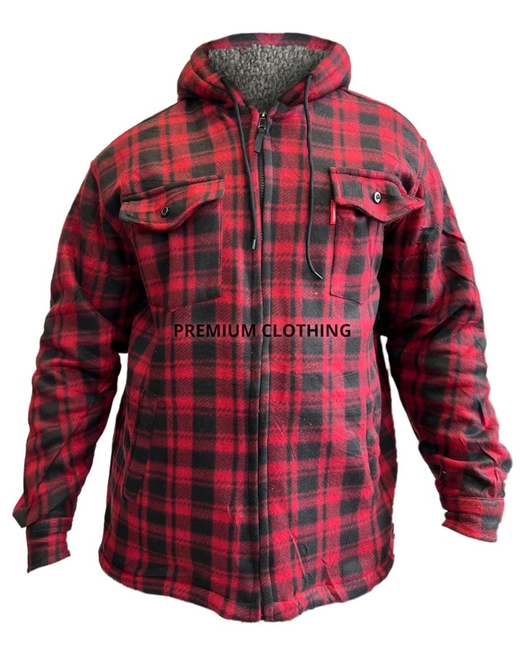 PADDED SHIRT FUR LINED LUMBERJACK FLANNEL WORK JACKET WARM THICK CASUAL ...