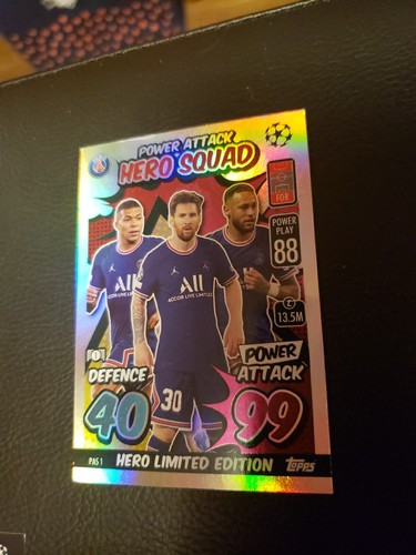 2021-22 Topps Match Attax Power Attack Hero Squad Messi Mbappe Neymar ...