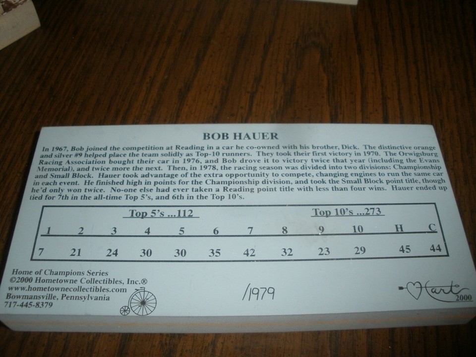 Home of Champions Series Hometowne Collectibles BOB HAUER 2000 | eBay