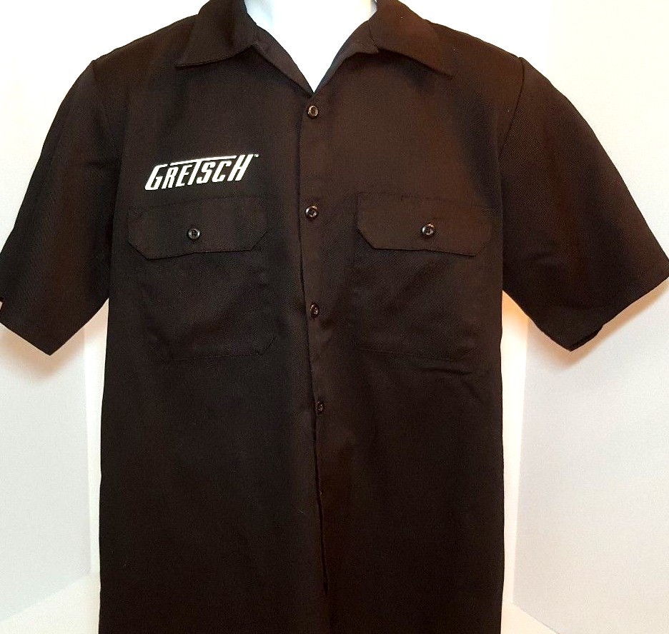 Pure Gretsch 1939 Electromatic Men's Black Cotton Blend S/S Button Work ...