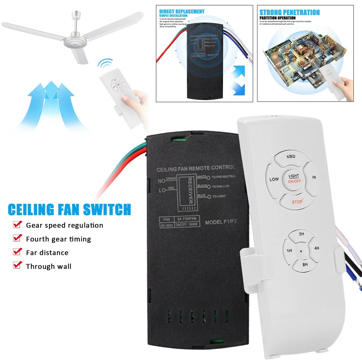 Universal Wireless Ceiling Fan Remote Control Kit | Shelly Lighting Universal Wireless Ceiling Fan Remote Control Kit | Shelly Lighting