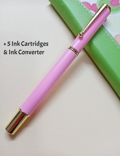 MONTE MOUNT 322 (Powder Pink) Fountain Pen-Fine Nib +5 Ink Cartridges ...