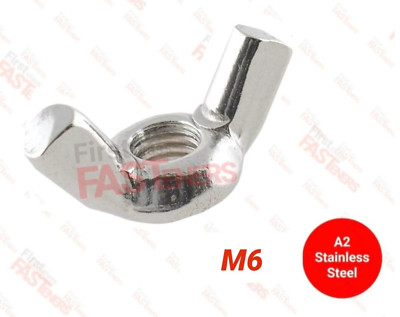 M6 - 6mm Wing Nut Butterfly Nut Stainless Steel A2-70 (304) DIN 315 ...