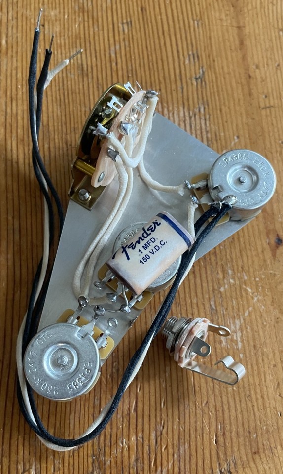 1959 Fender Stratocaster Wiring Harness 250k CTS .1mf White Phone Book ...