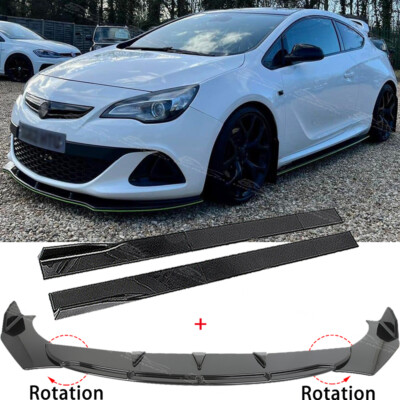For Vauxhall Opel Astra GTC Gloss Front Bumper Spoiler Lip + 78.7" Side ...