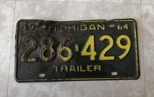 1964 Michigan Trailer License Plate 286-429 Garage Wall Art Man Cave ...