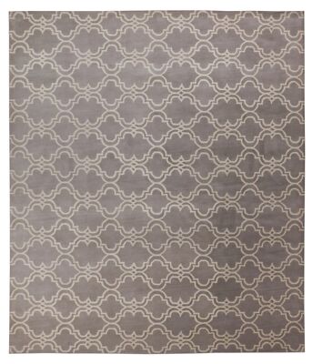 Scroll Tile Grey Design Handmade Tufted 100% Woolen Area Rugs & Carpet ...