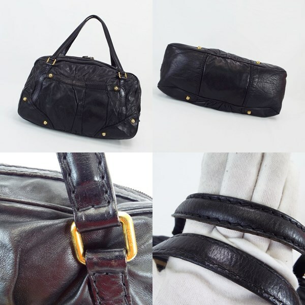 Auth GUCCI Mini Boston Bag Tote Bag Shoulder Bag Handbag Leather Black ...