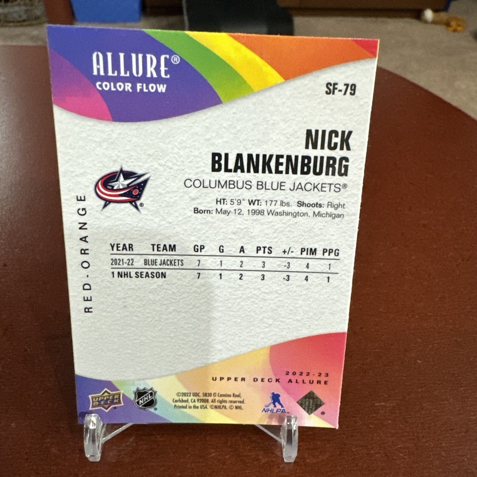 Nick Blankenburg 2022-23 Allure Color Flow Red/Orange Columbus Blue ...