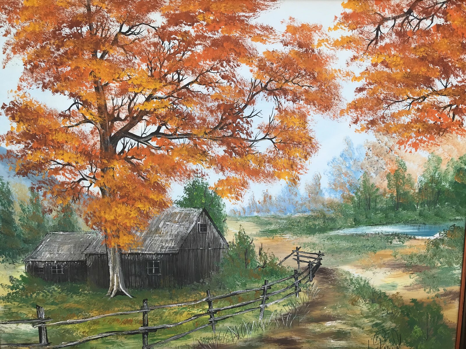 Great Lg. Orig. Vint. signed Lee Reynolds Country Cabin Chic Oil ...