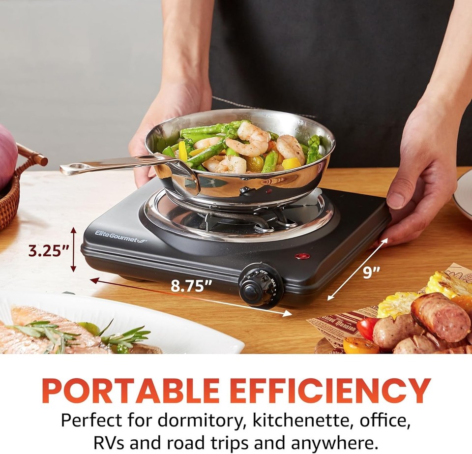 ESB100B Countertop Single Coiled Burner Electric Hot Plate, Temperature ...