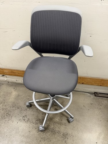 Steelcase Cobi Adjustable Ergonomic Drafting Stool - Silver & Grey ...