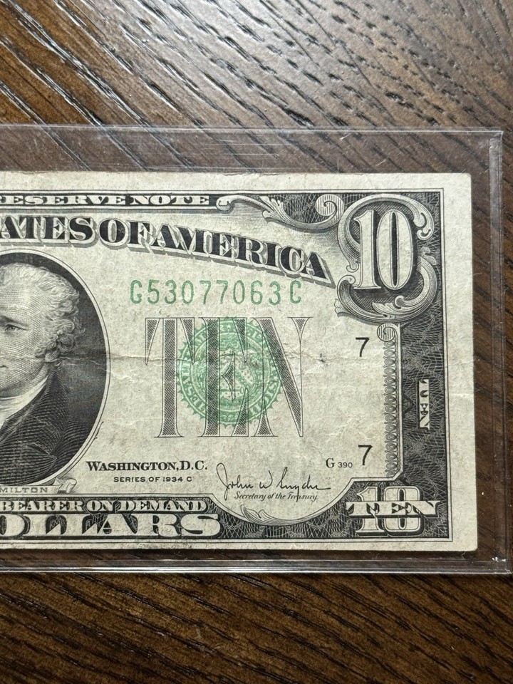 1934 C $10 Ten Dollar Federal Reserve Bank Chicago IL Currency Note ...